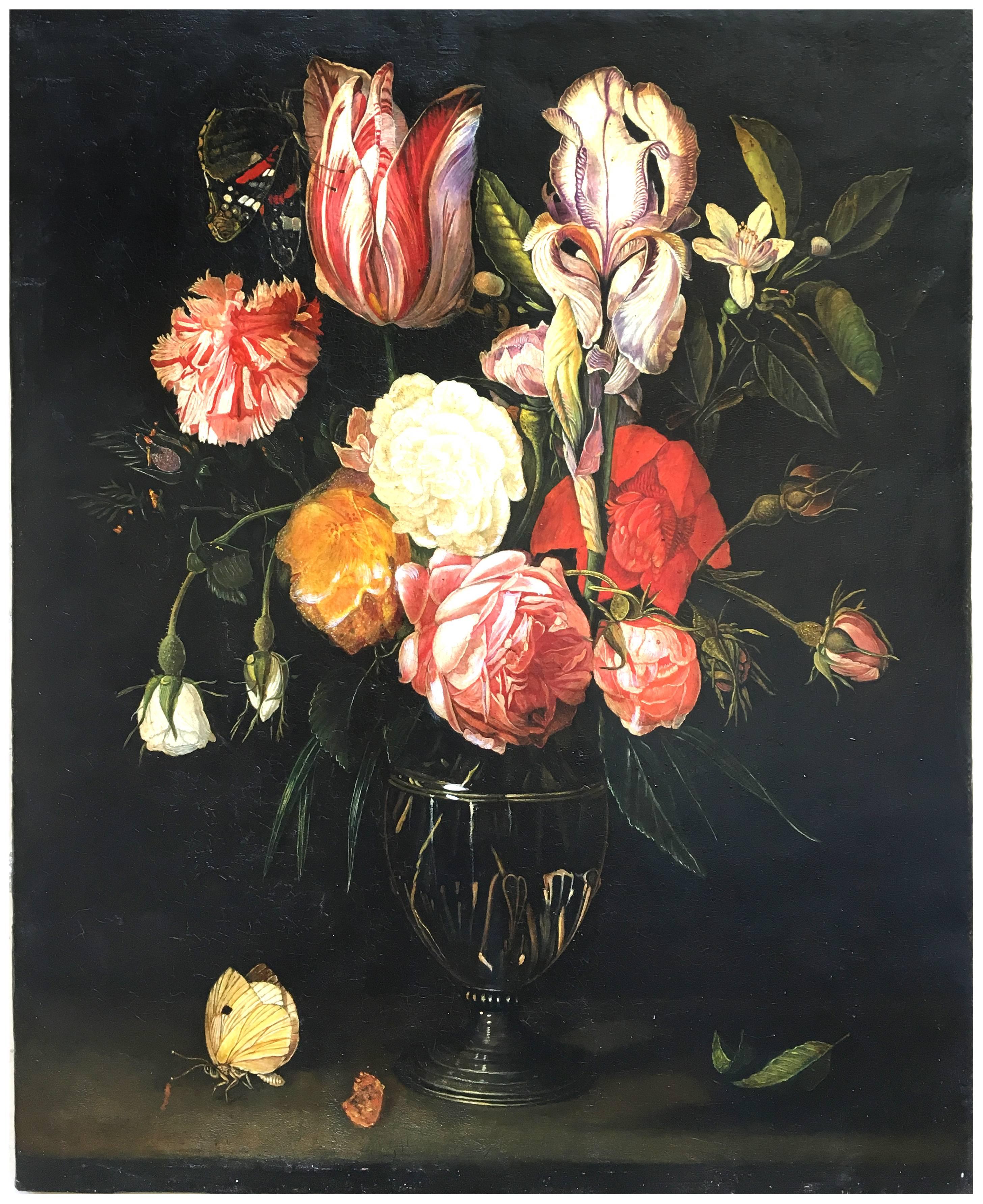 Giovanni Perna - FLOWERS - Italian still life oil on canvas painting ...