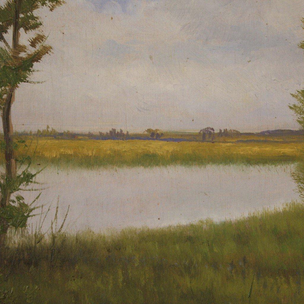 Giovanni Pisano - Impressionist Landscape, Original Antique oil on wood ...