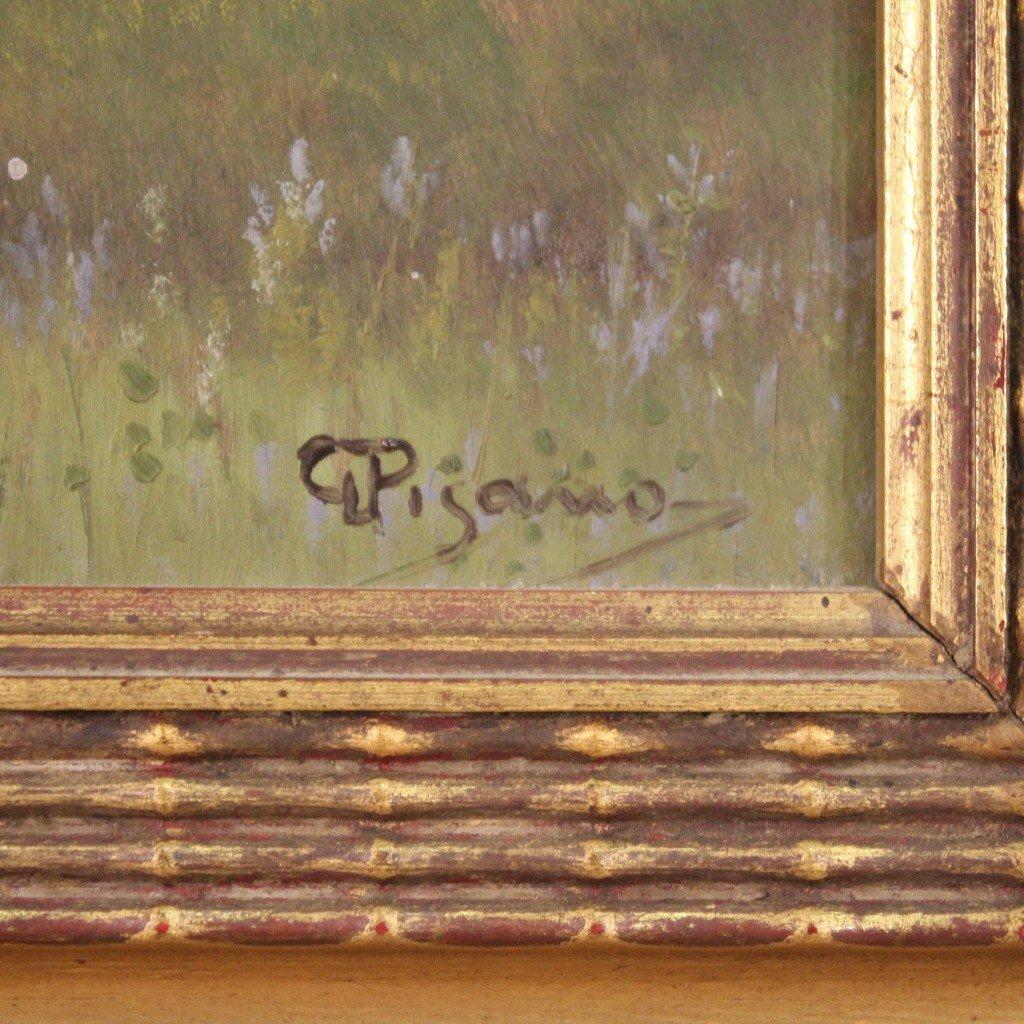 Giovanni Pisano - Impressionist Landscape, Original Antique oil on wood ...