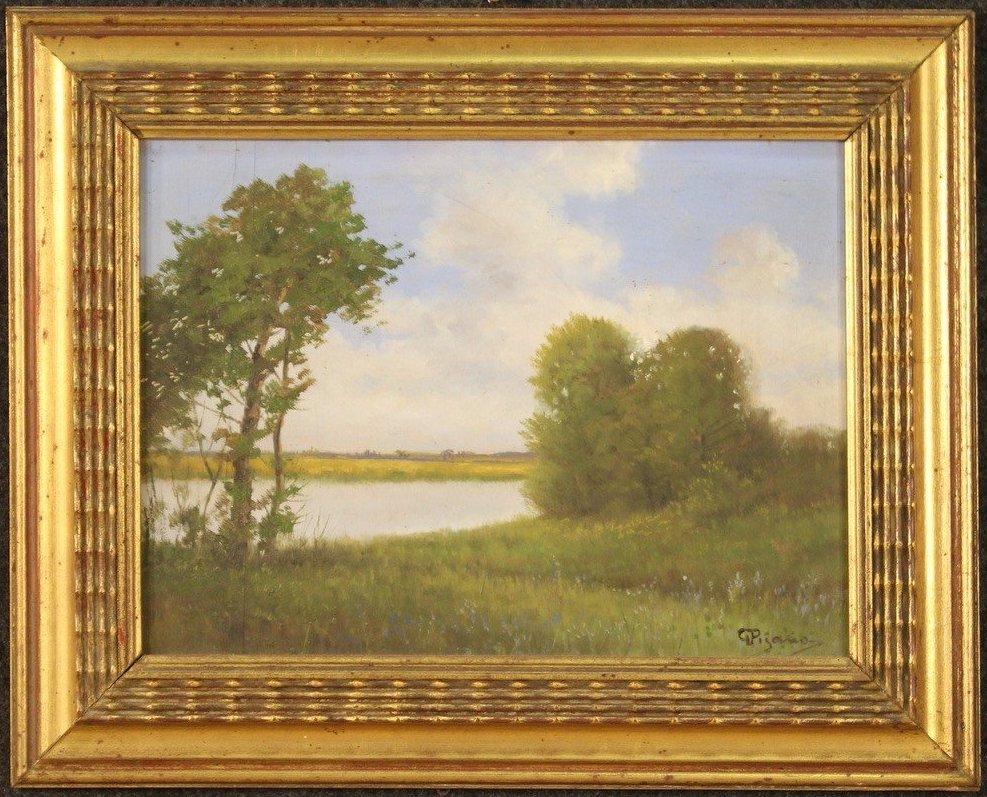 Giovanni Pisano - Impressionist Landscape, Original Antique oil on wood ...