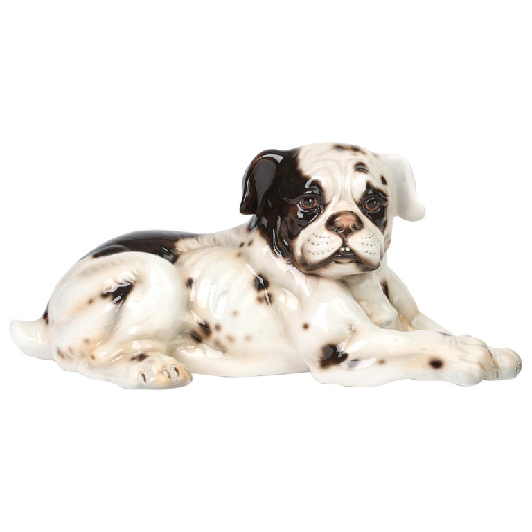 Giovanni Ronzan Italian Midcentury Art Pottery Resting Dog Figure For ...