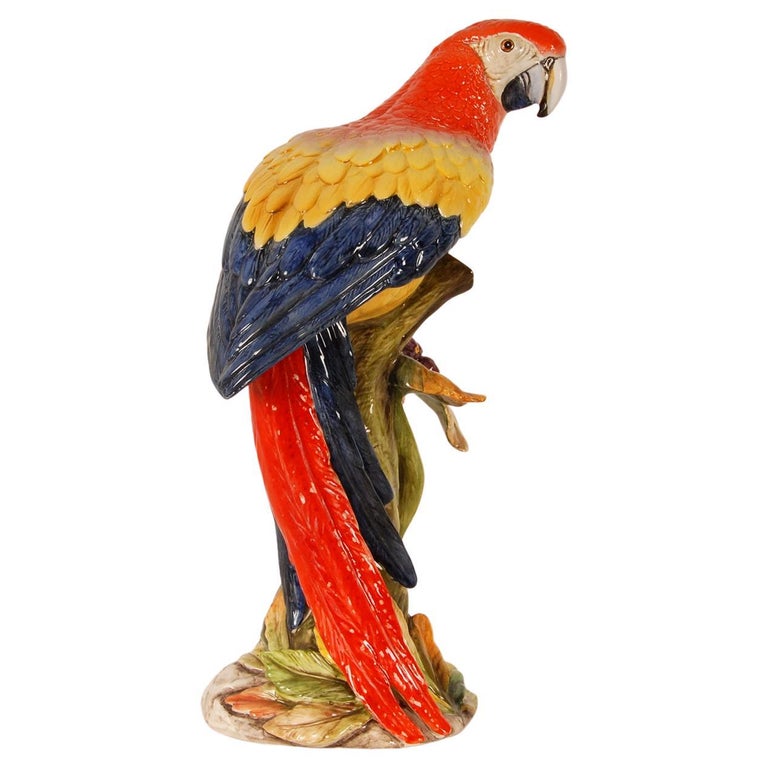 Giovanni Ronzan Tall Italian Ceramic Animal Figurine Parrot Mid-Century ...