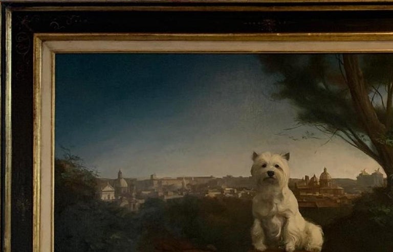 Giovanni Tommasi Ferroni - Tjeki Dog Portrait Landscape Rome Oil on ...