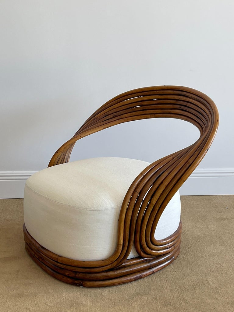 Giovanni Travasa "Eva" Lounge Chairs, Moulded Bamboo Fabric Bonacina ...