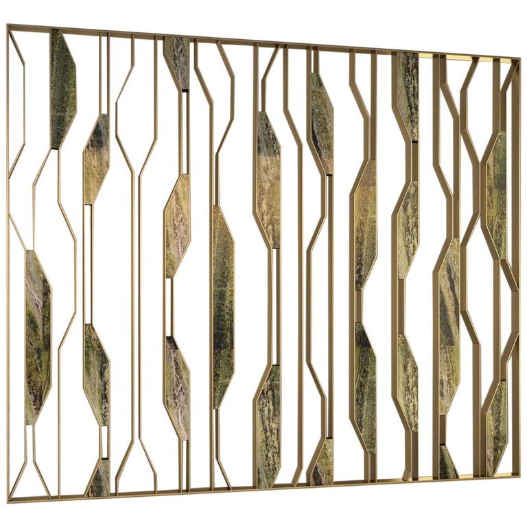 Giovannozzi Home, Partition Wall "LEAVES" Marble and Metal Brass Finish ...