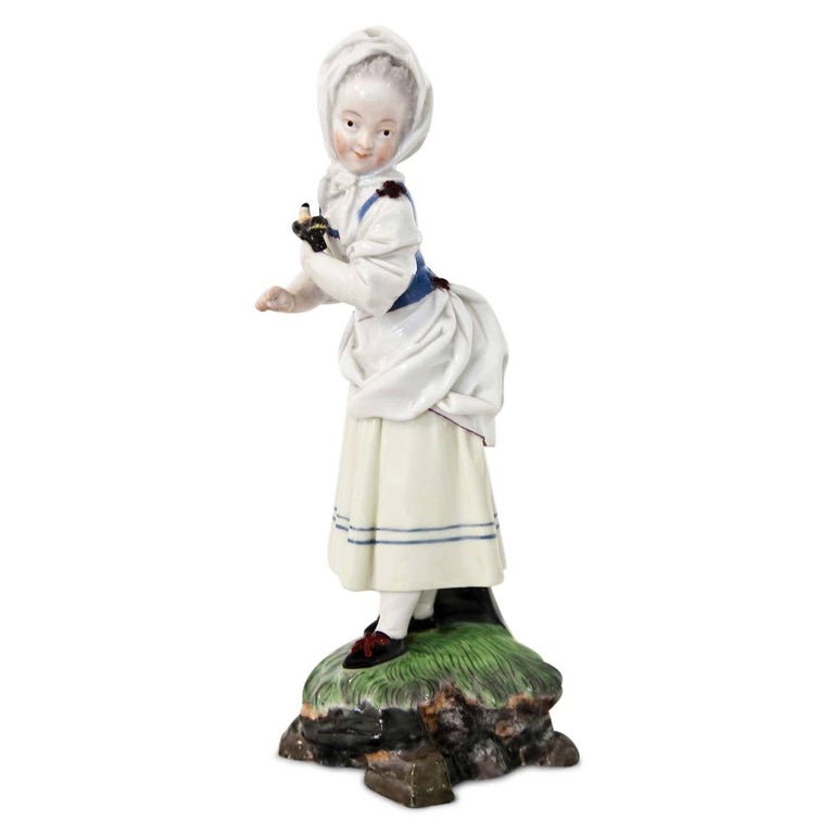 'Girl with Bonnet' Porcelain Figurine by Melchior, Höchst, 1770-1774 ...
