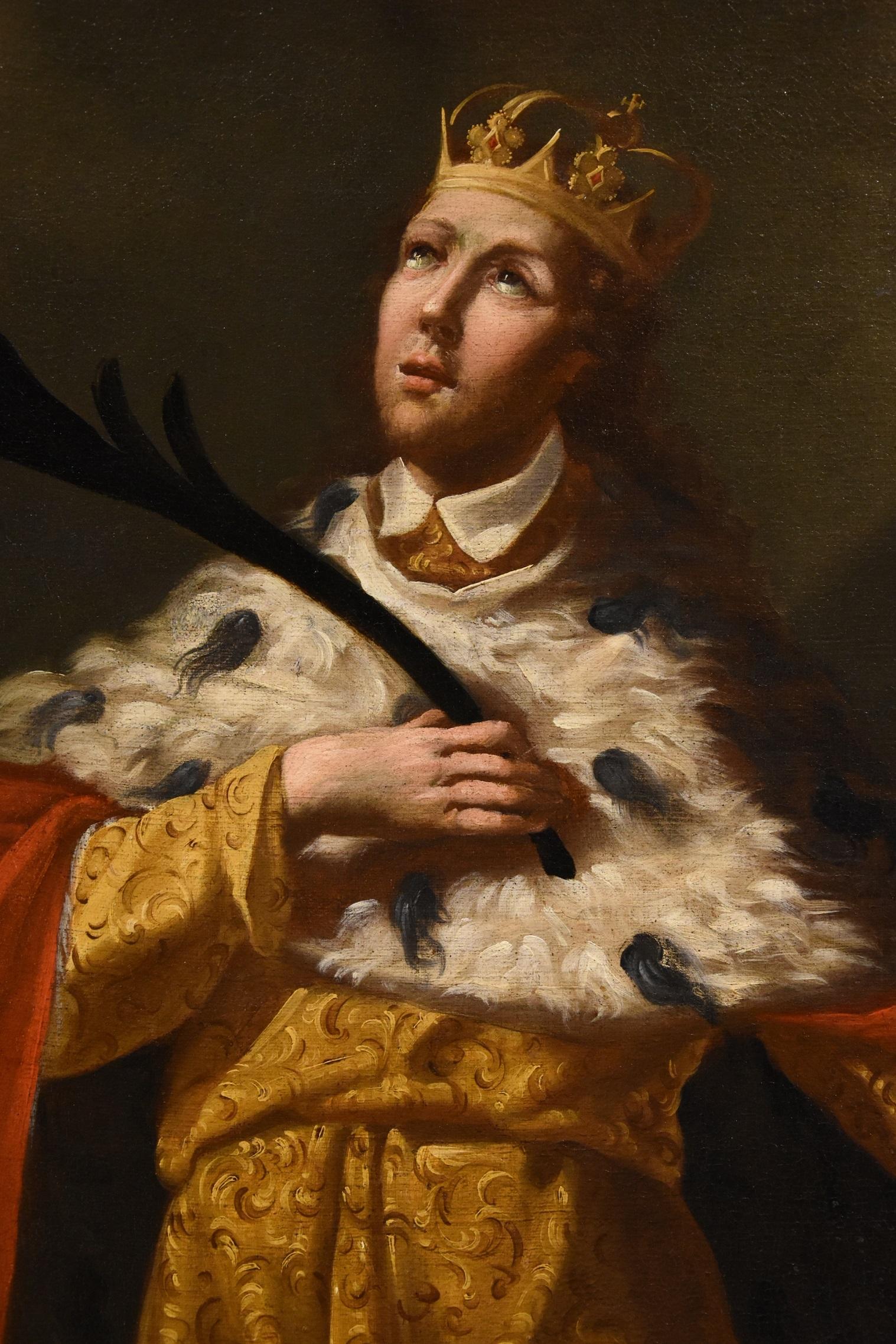 Saint Edward King England Brusaferro Paint Oil on canvas 17/18th ...