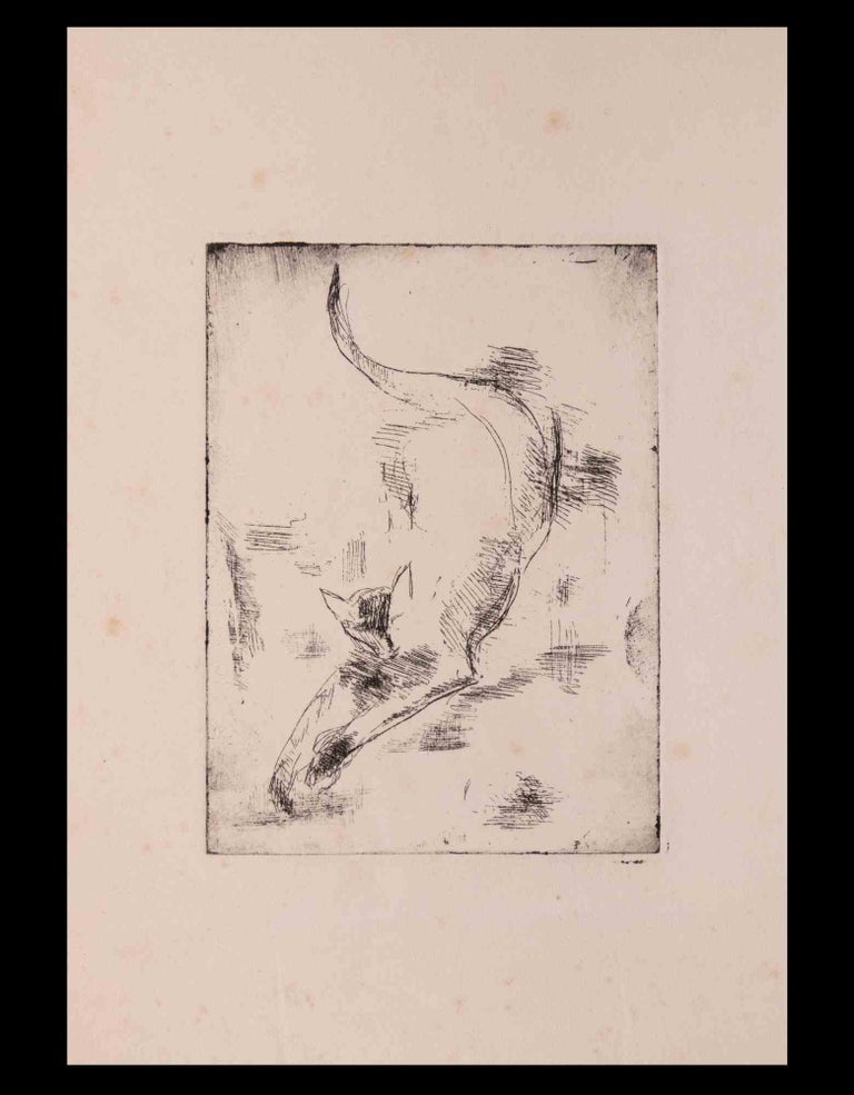 Giselle Halff - The Cat - Original Etching and Drypoint by Giselle ...