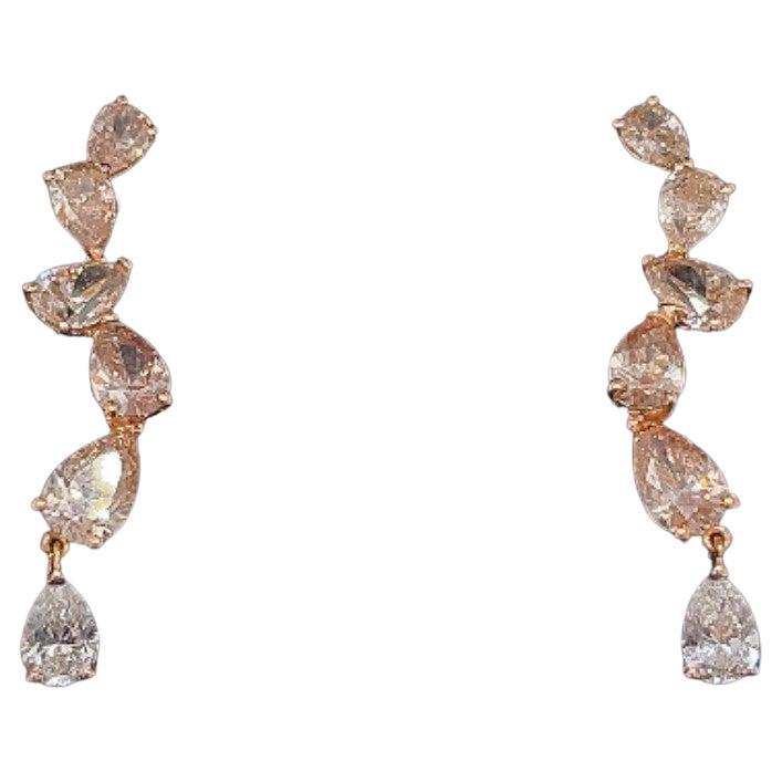 Pear Shape Diamond Drop Flower Earrings at 1stDibs