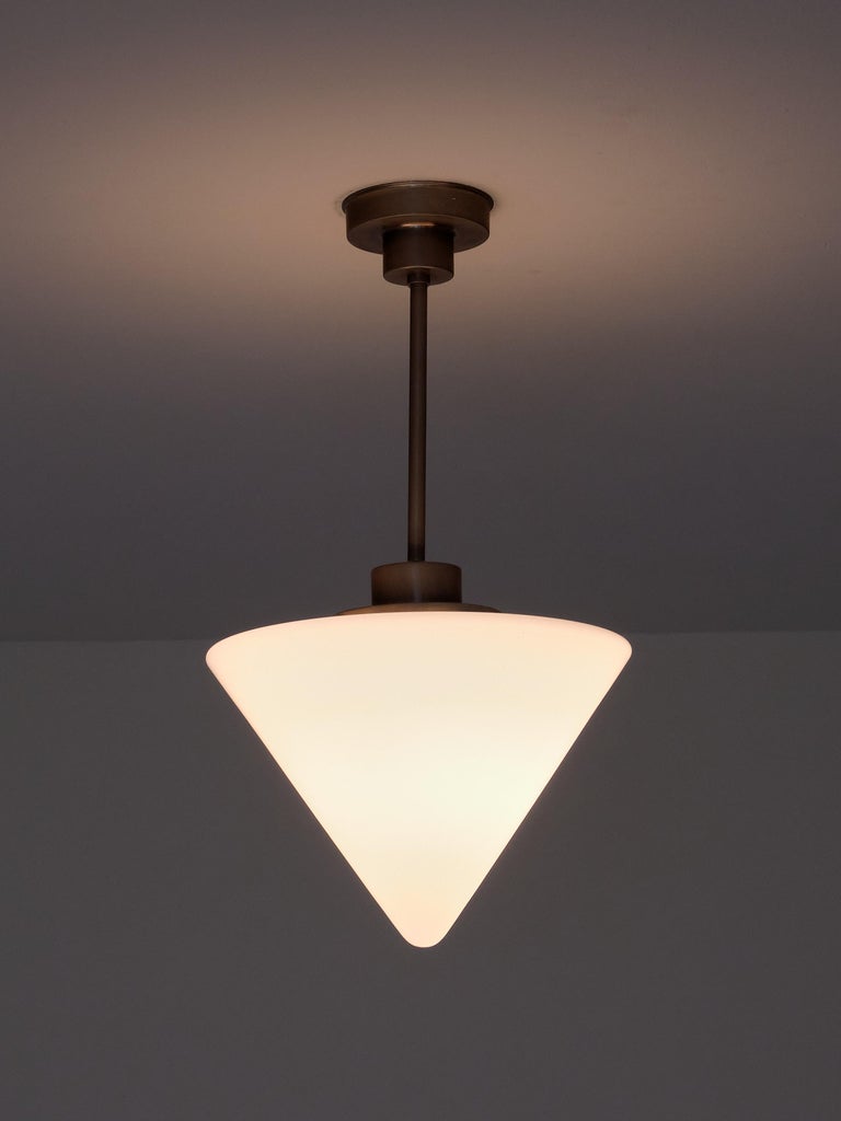 Gispen Cone Shaped Pendant Light in Opal Glass and Nickel, Netherlands ...