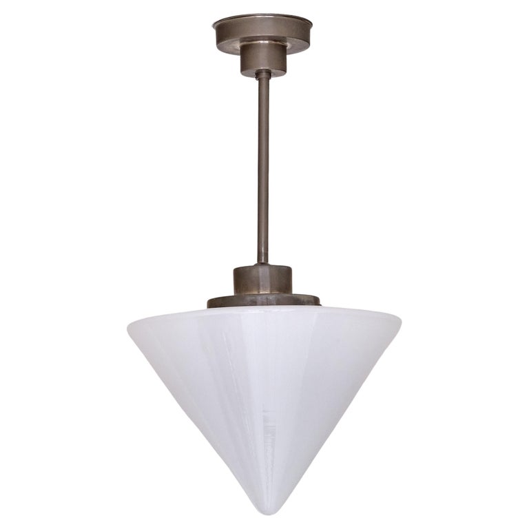 Gispen Cone Shaped Pendant Light in Opal Glass and Nickel, Netherlands ...