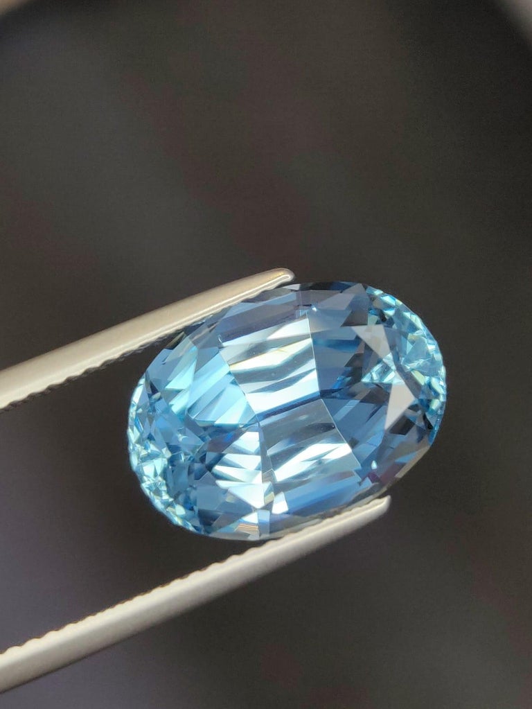 GIT Certified 6.26 Carat Natural Santa Maria Aquamarine Oval Cut Brazil For Sale at 1stDibs