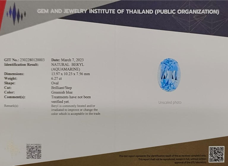 GIT Certified 6.26 Carat Natural Santa Maria Aquamarine Oval Cut Brazil ... GIT Certified 6.26 Carat Natural Santa Maria Aquamarine Oval Cut Brazil ...