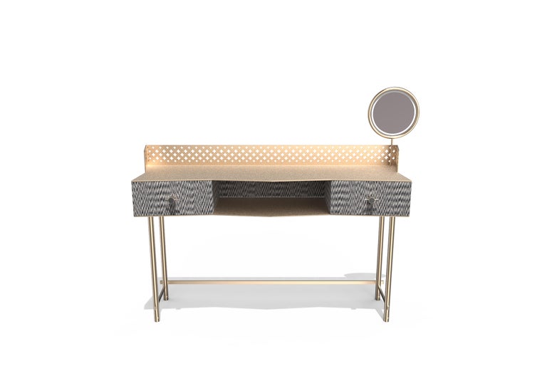 Gita Luxury Make Up Console, Metal Structure, Wooden Drawer Magnifying ...