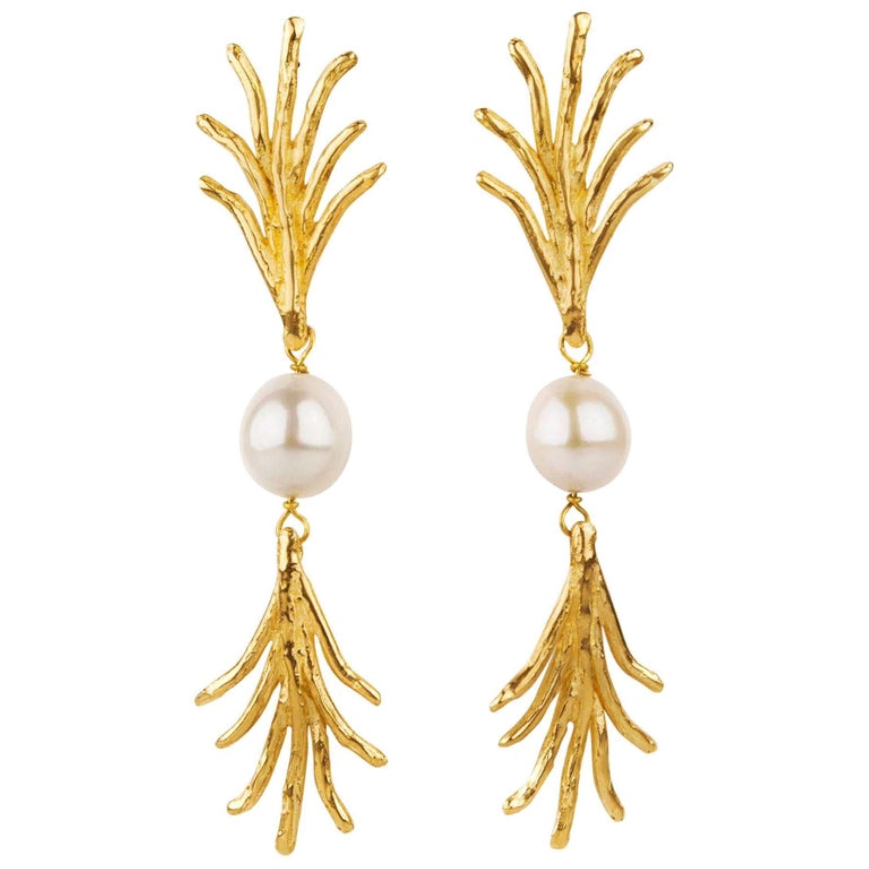 Giulia Barela Jewelry Madagascar Earrings Gold Plated Bronze For Sale ...