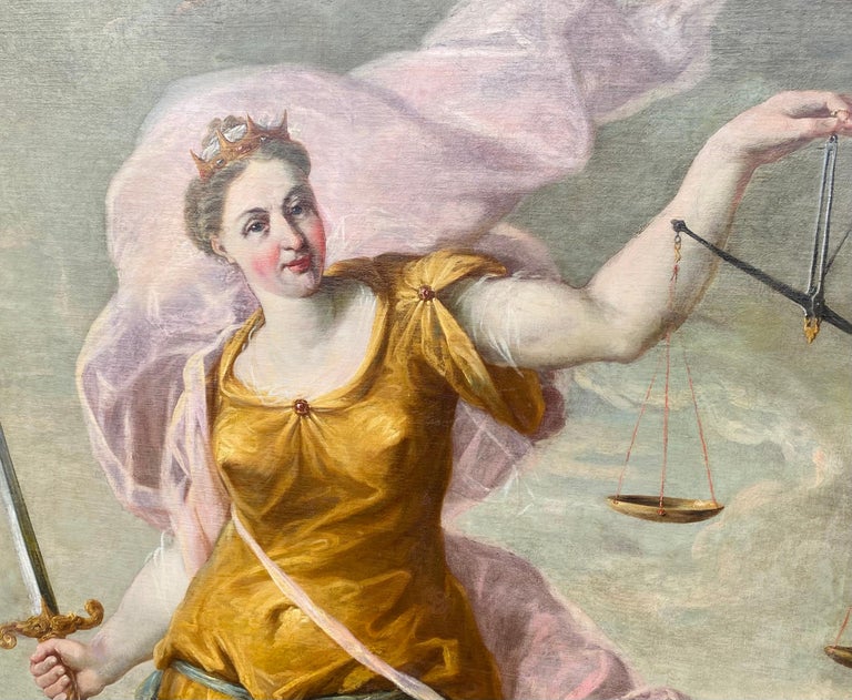 Huge 17th century Italian old master painting - Justitia - Lady Justice ...
