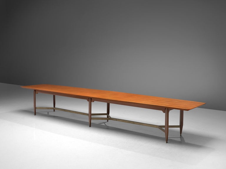 Giulio Moscatelli Long Conference Table in Teak and Metal For Sale at ...