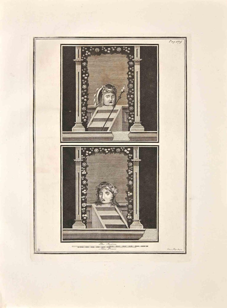 Giuseppe Aloja - Ancient Roman Fresco Herculaneum - Original Etching by ...