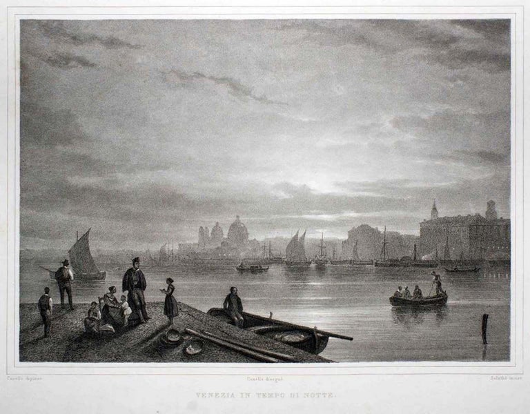 Giuseppe Canella - Venice during Night - Original Lithograph - 19th ...