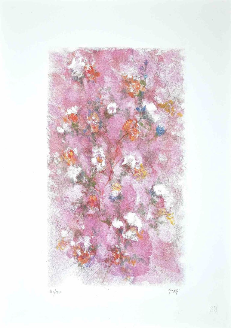 Giuseppe Giorgi - Fleurs roses - Lithographie originale de Giuseppe ...