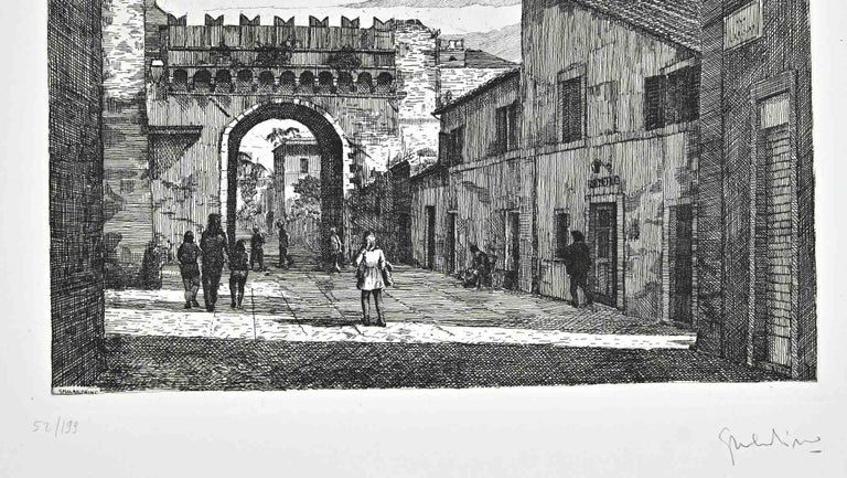 Giuseppe Malandrino - Borgo Pio - Rome - Etching by Giuseppe Malandrino ...