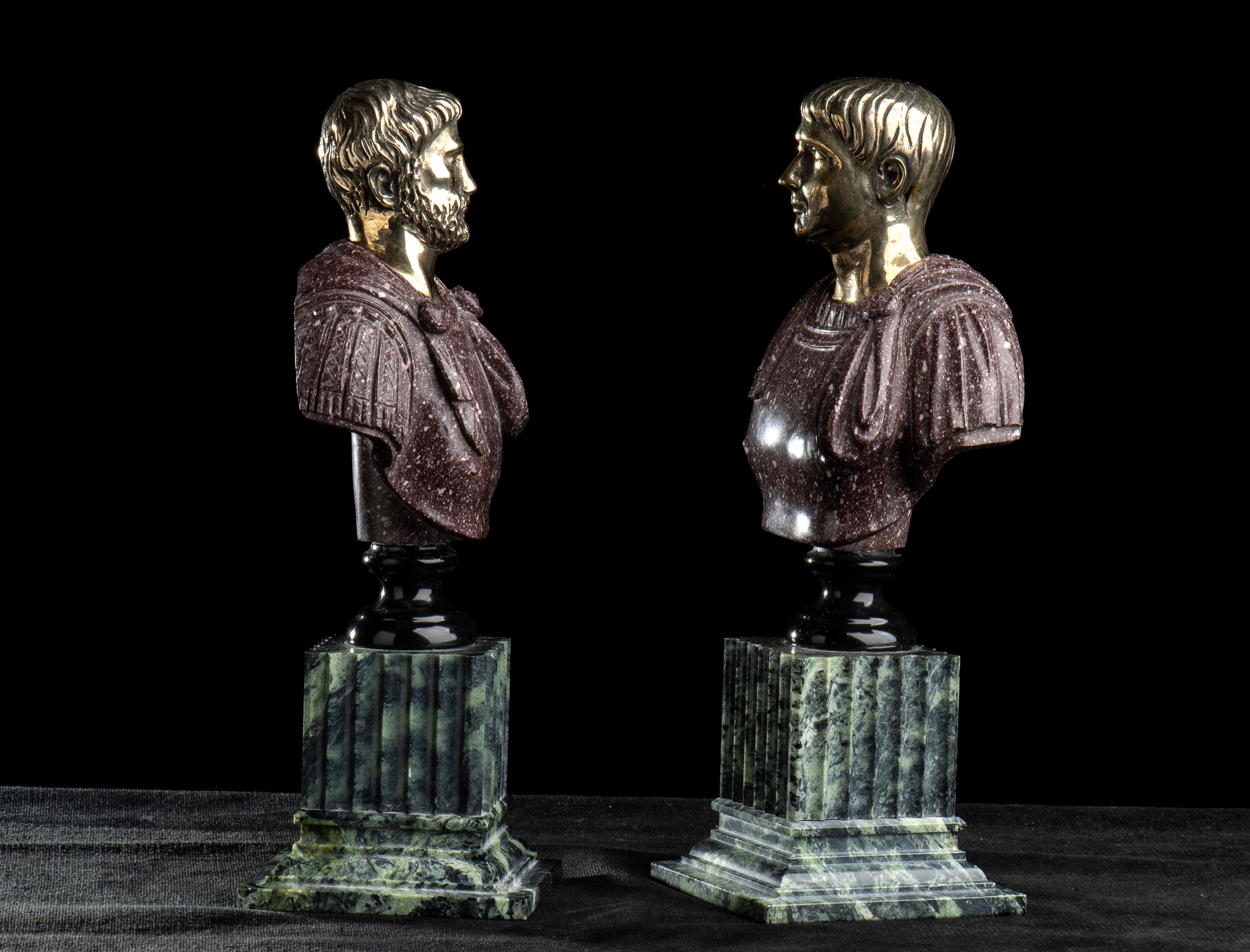 Giuseppe Nardini - Pair of Imperial Red Porphyry and Silver Sculpture ...
