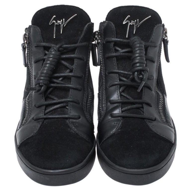 Giuseppe Zanotti Black Suede And Leather High Top Sneakers Size 37 For ...