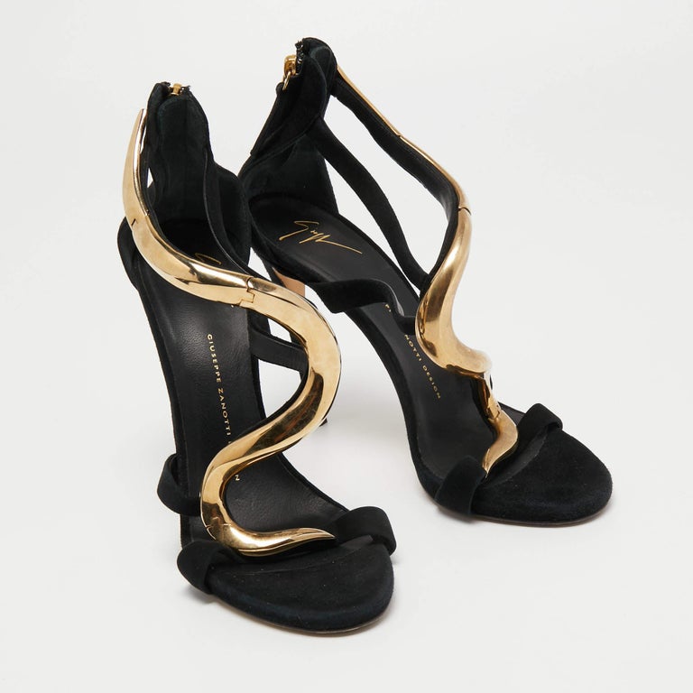 Giuseppe Zanotti Black Suede Venere Ankle Strap Sandals Size 39 For Sale at 1stDibs