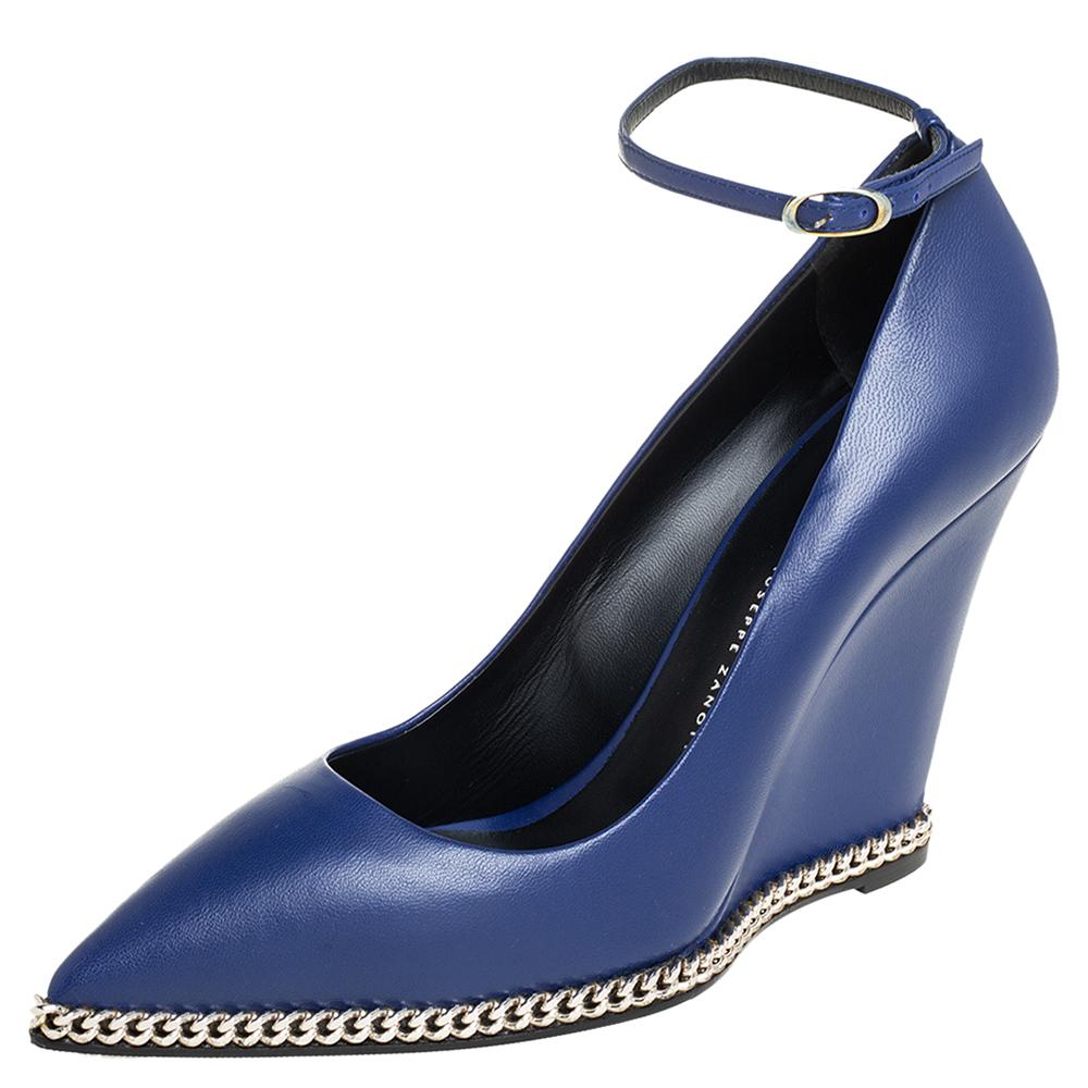 GIUSEPPE ZANOTTI Size 8 Blue Suede Platform Pumps For Sale at 1stDibs