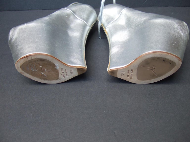 Giuseppe Zanotti Italian Silver Leather Avant-garde Platform Shoes 21st ...