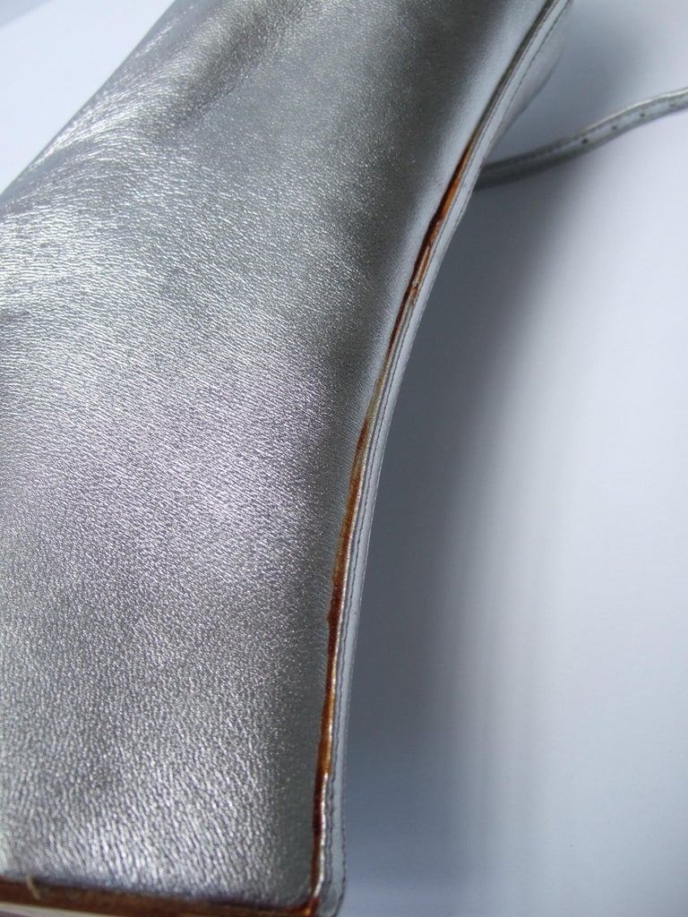 Giuseppe Zanotti Italian Silver Leather Avant-garde Platform Shoes 21st ...