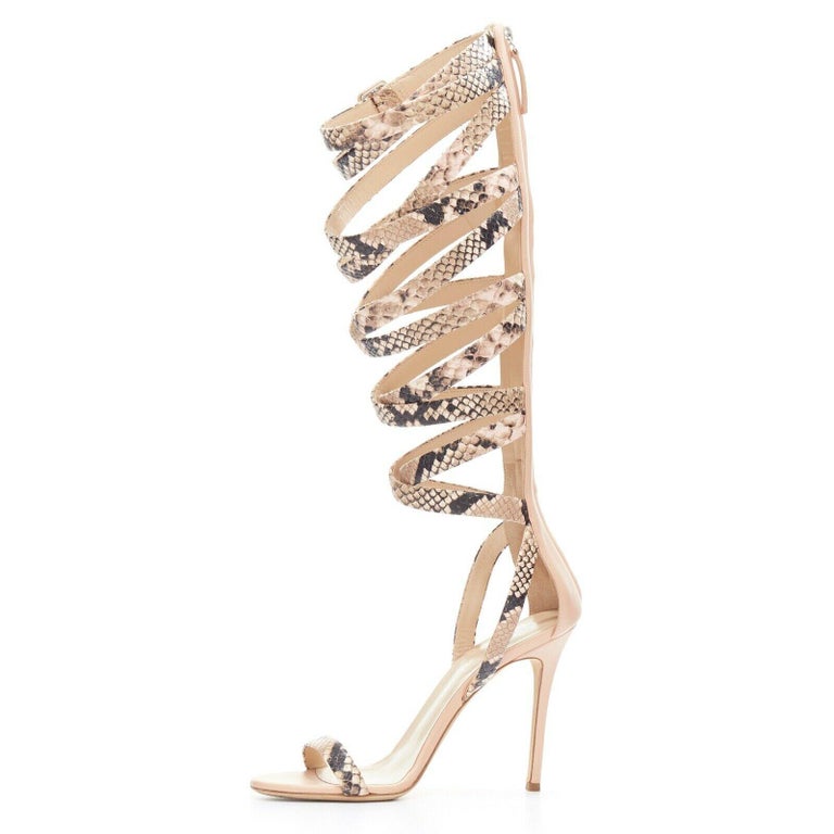 GIUSEPPE ZANOTTI JENNIFER LOPEZ python print strappy gladiator sandals ...