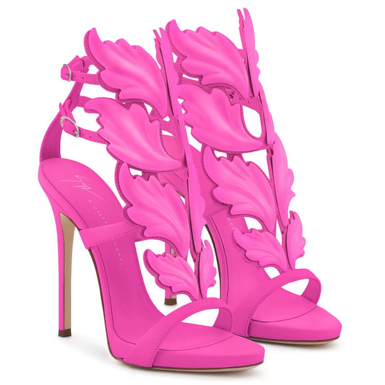 Giuseppe Zanotti NEW Fuchsia Pink Leather Metal Evening Sandals Heels ...