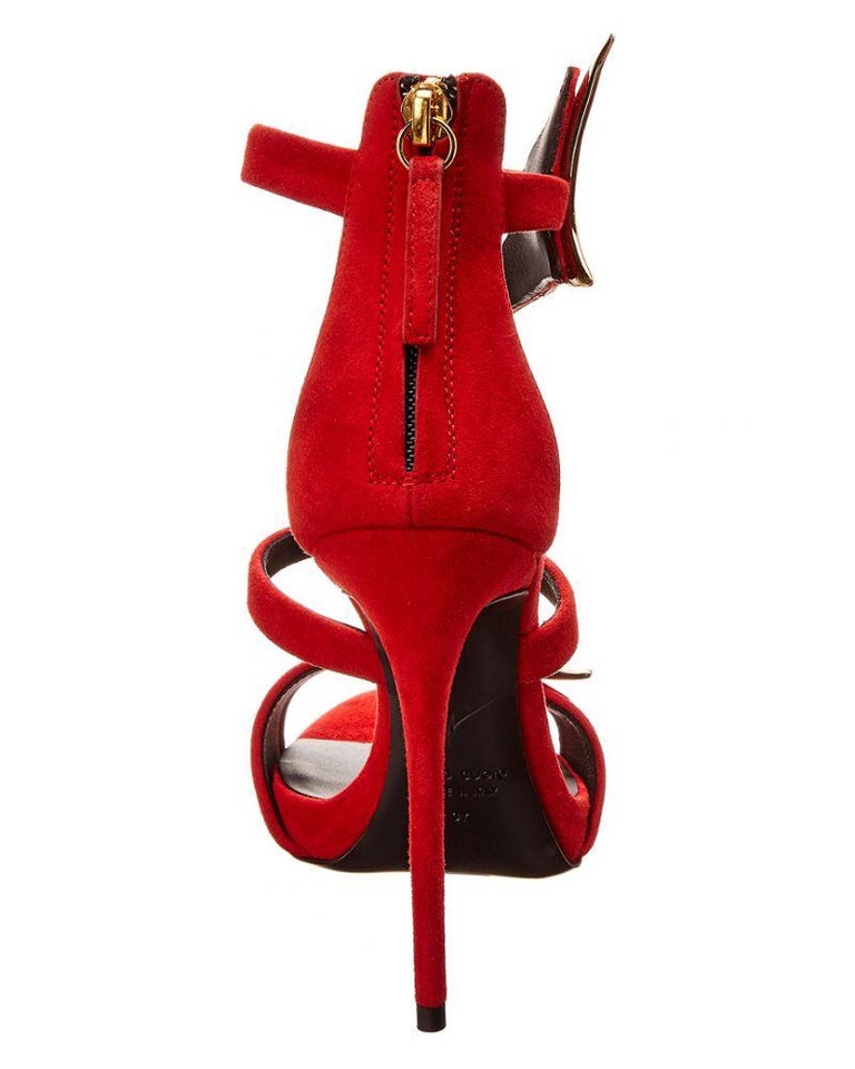 Giuseppe Zanotti NEW Red Suede Gold Snake Evening Sandals Heels in Box ...