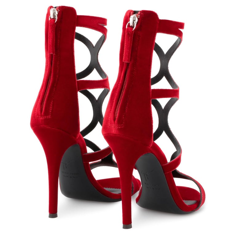 Giuseppe Zanotti NEW Red Velvet Strappy Evening Sandals Heels in Box ...