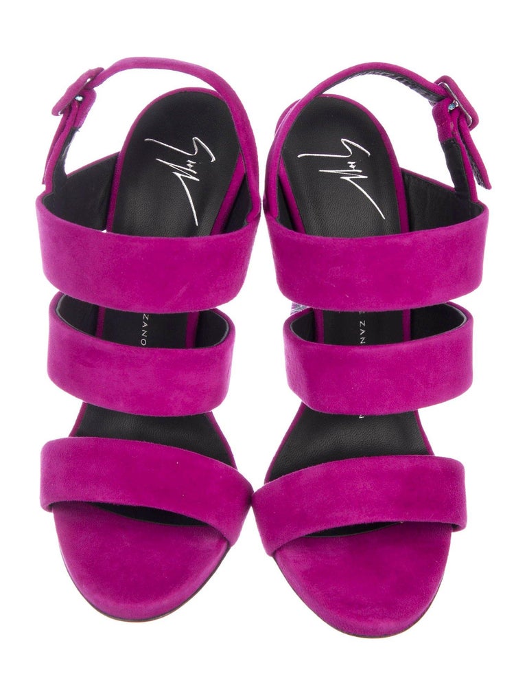 Giuseppe Zanotti NEW Suede Magenta Fuchsia Evening Sandals Heels in Box ...