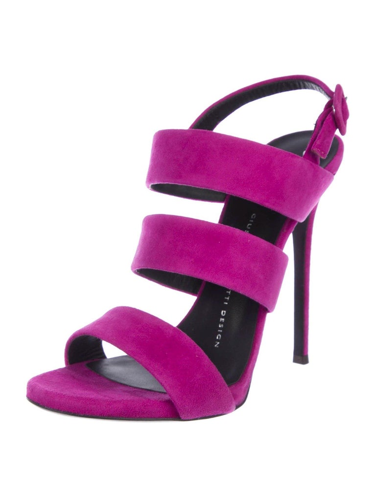 Giuseppe Zanotti NEW Suede Magenta Fuchsia Evening Sandals Heels in Box ...