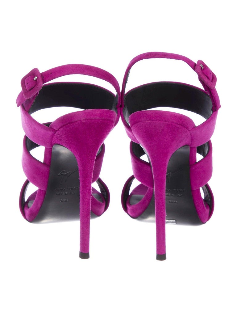 Giuseppe Zanotti NEW Suede Magenta Fuchsia Evening Sandals Heels in Box ...