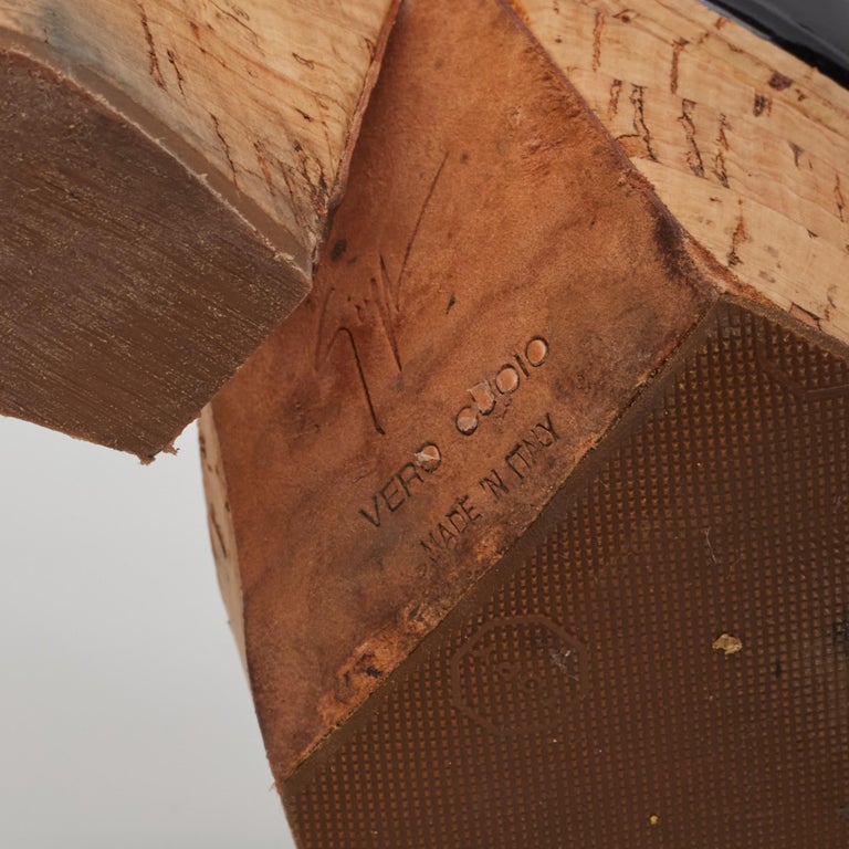 Giuseppe Zanotti Patent Leather Black Cork Sling Back Wedges (EU 39 ...