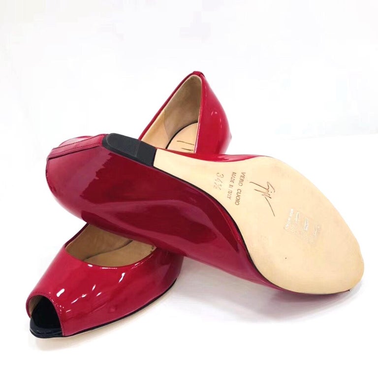 Giuseppe Zanotti Red Cowhide Lether Fish Beak Shoes Size 34.5 For Sale ...
