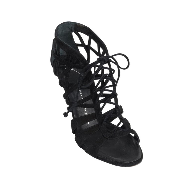 Giuseppe Zanotti Shoe Cage Black Suede 39 / 9 For Sale at 1stDibs