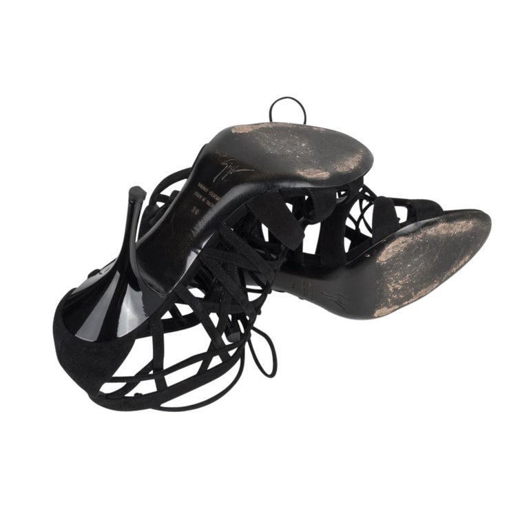 Giuseppe Zanotti Shoe Cage Black Suede 39 / 9 For Sale at 1stDibs