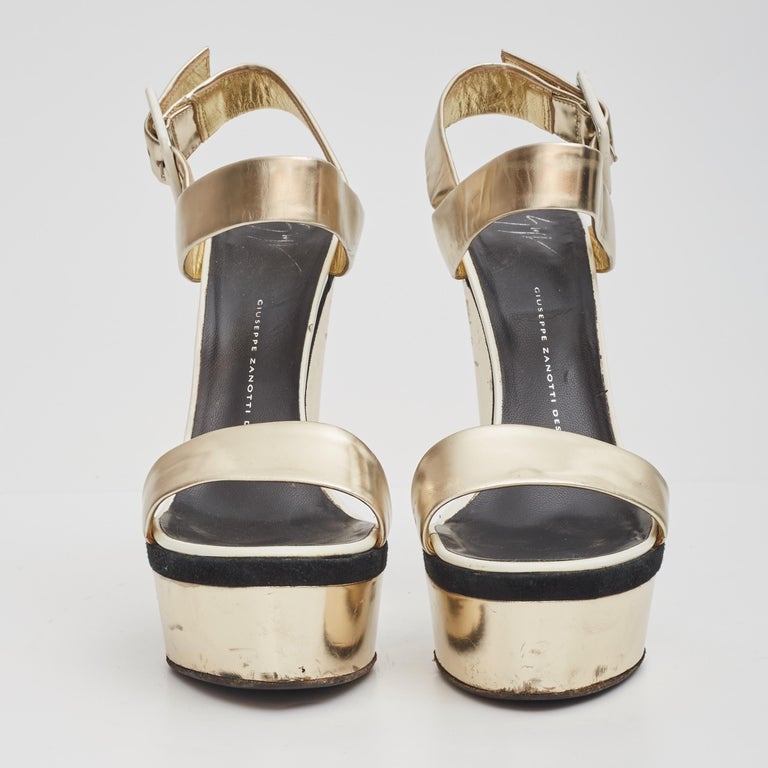 Giuseppe Zanotti Silver Patent Leather Wedges (Eu 39 US 9) For Sale at ...