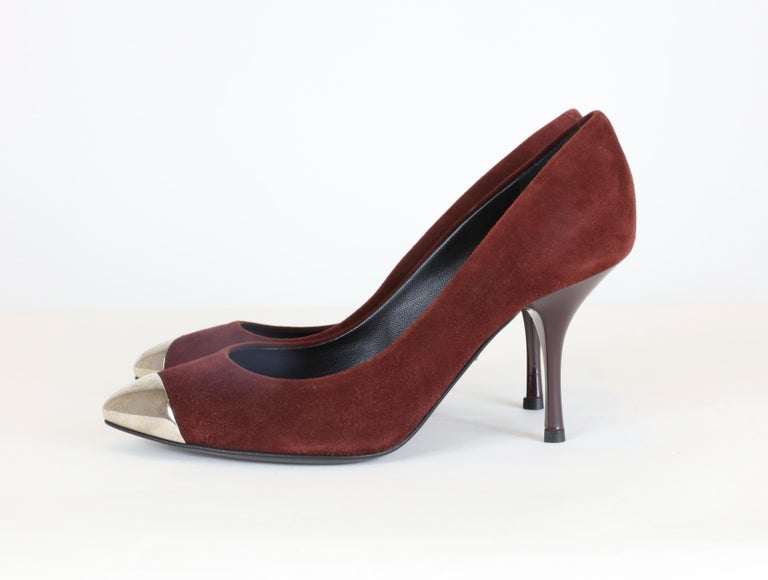 Giuseppe Zanotti Silver Toe Maroon Pumps at 1stDibs
