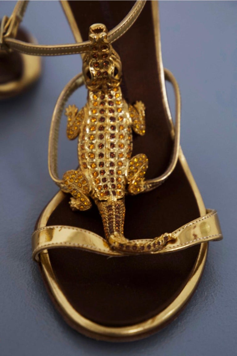 Giuseppe Zanotti Vintage Crocodile Jewel Shoes For Sale at 1stDibs