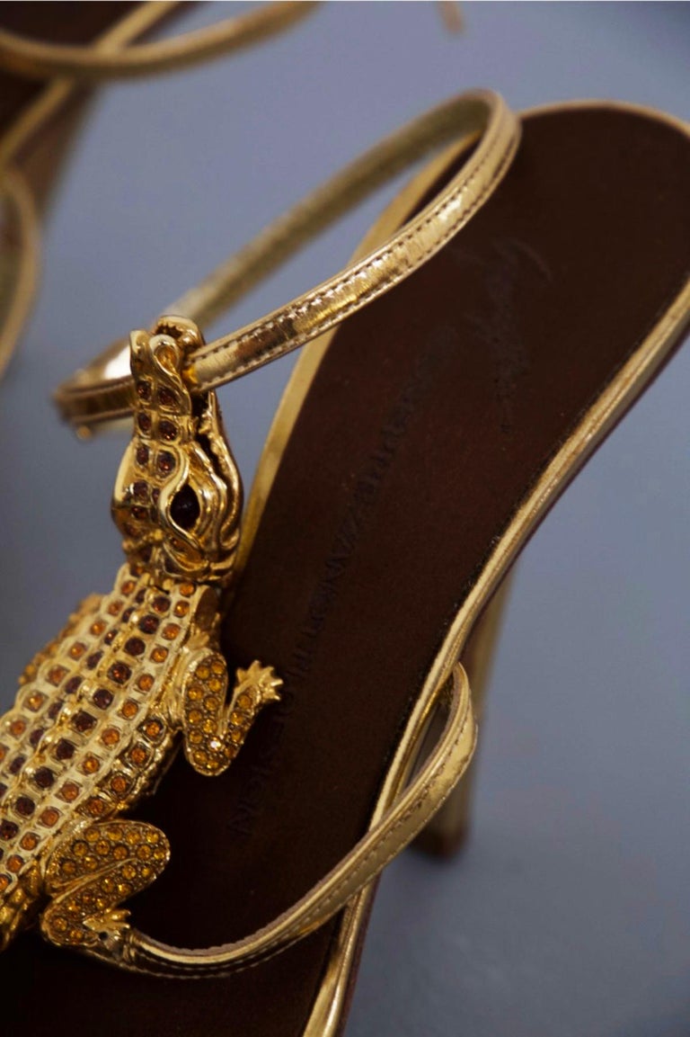 Giuseppe Zanotti Vintage Crocodile Jewel Shoes For Sale at 1stDibs