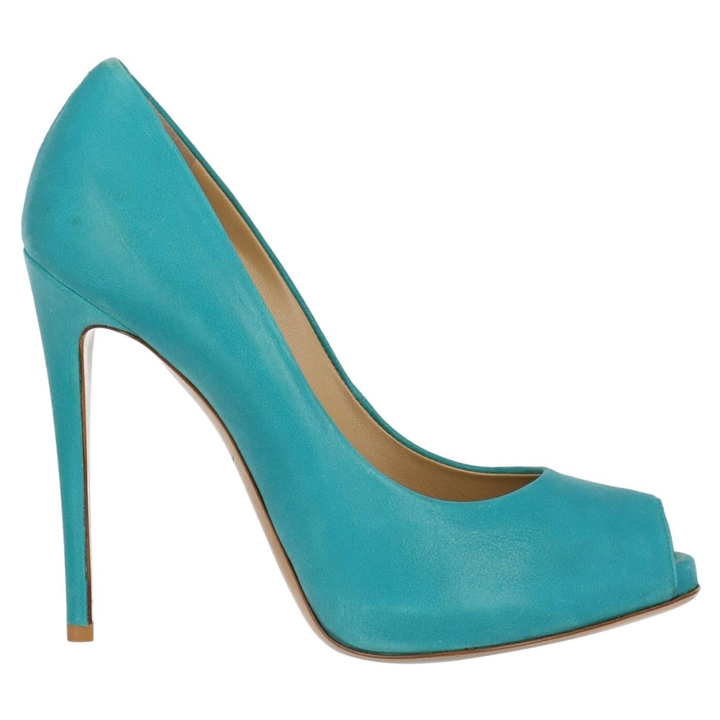Rochas Turquoise Floral Brocade w/Embellished Bow Slingback Pumps sz 39 ...