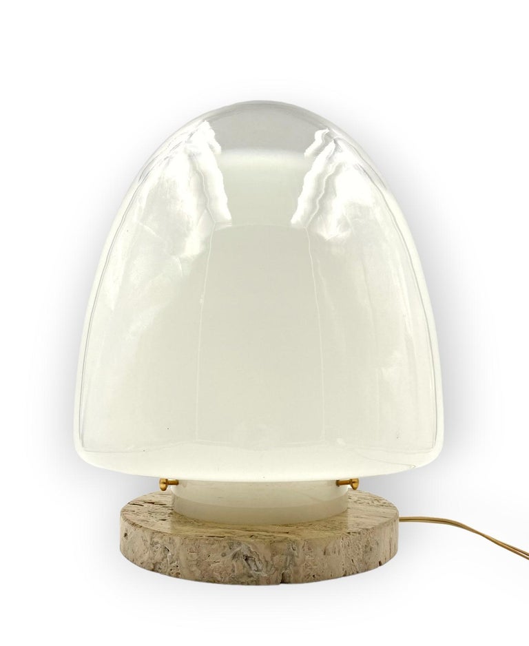 Giusto Toso Murano Art Glass and Travertine Table Lamp, Leucos, Italy ...