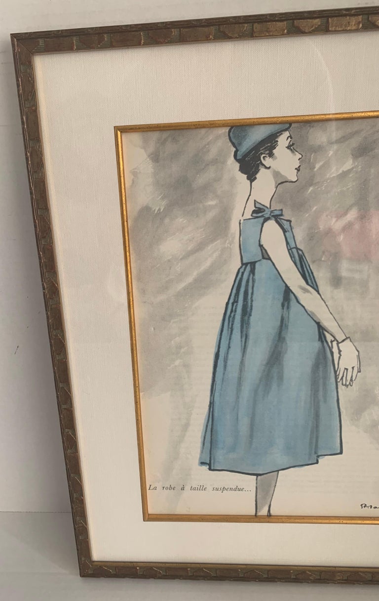Givenchy 1958 Fashion Illustration by Pierre Mourgue Framed For Sale at ...