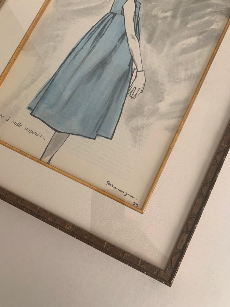 Givenchy 1958 Fashion Illustration by Pierre Mourgue Framed For Sale at ...